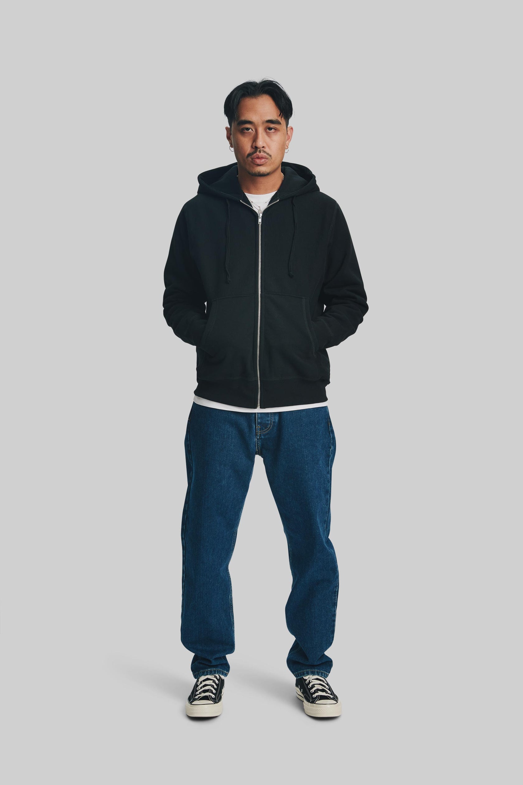 Blank Full Zip Up Hoodie - Black 400 GSM – House Of Blanks